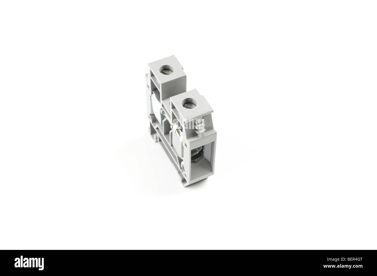 Industrial terminal block (or clamp) isolated on white background Stock ...