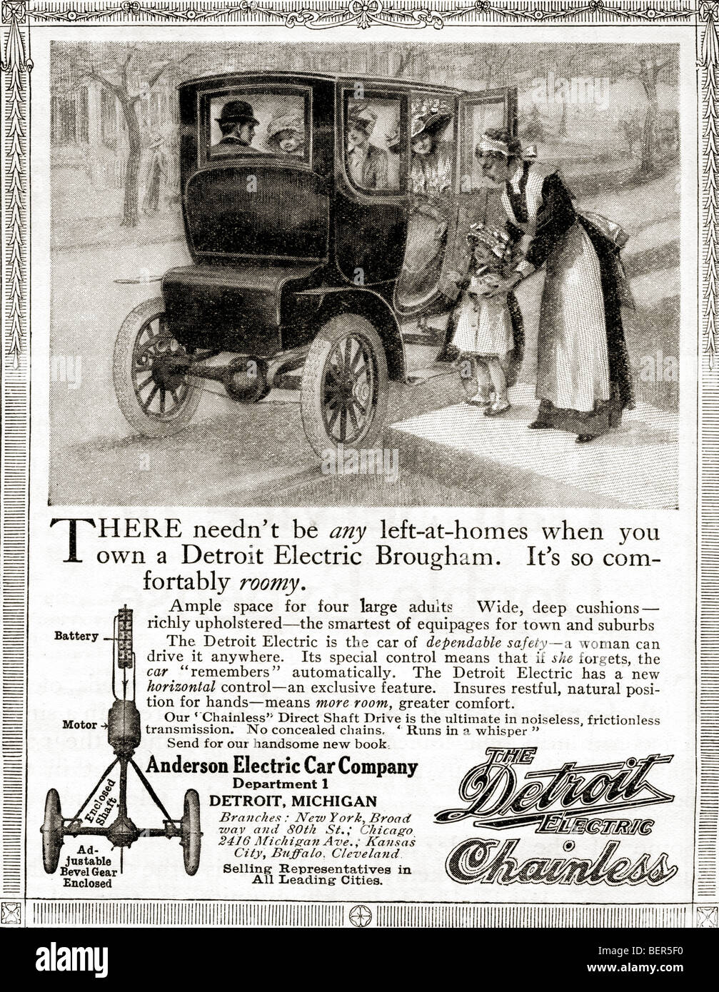 Advertisement for the Detroit Electric Chainless Brougham Car from The ...