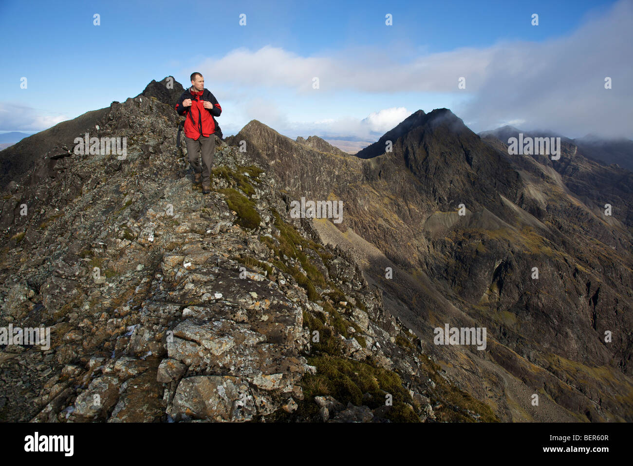 A male hiker walking the Cuillin Ridge, Isle of Skye Stock Photo - Alamy