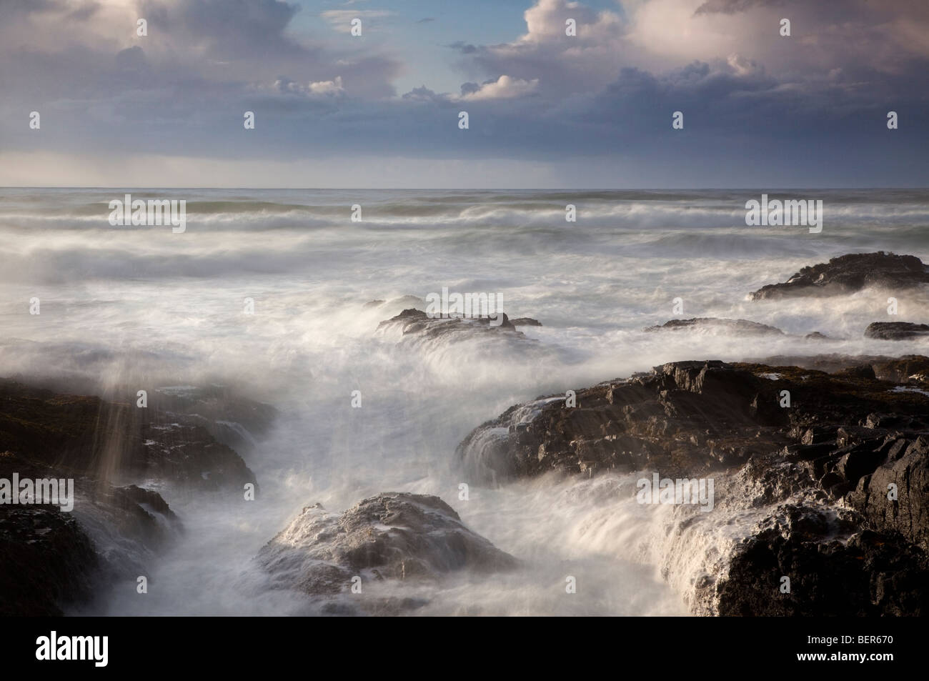 View of Beach, Surf and Rock Formations, Cooks Chasm, Oregon Coast ...