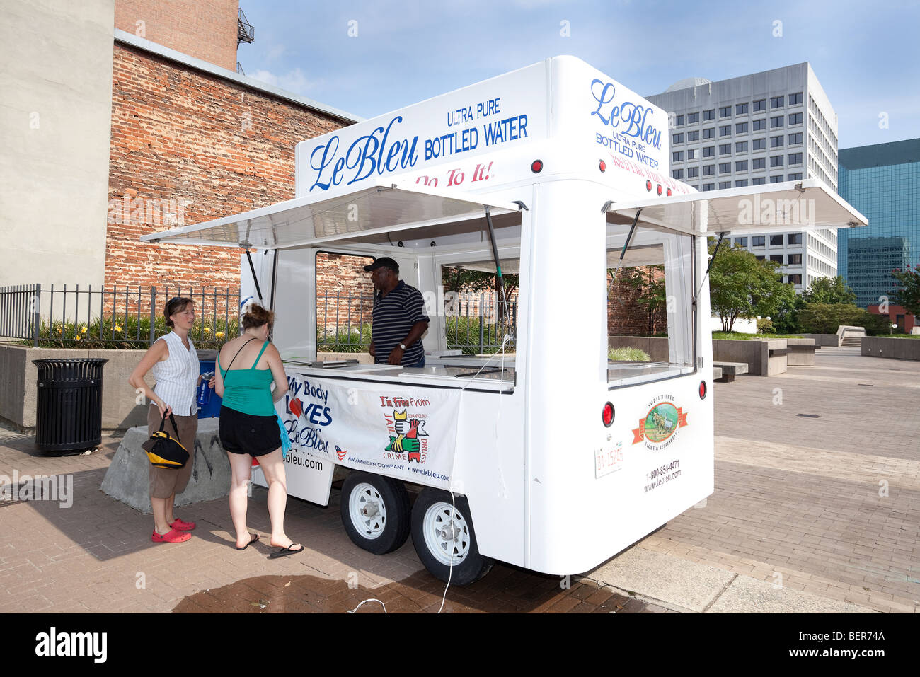 A Le Bleu water mobile stall, USA Stock Photo - Alamy