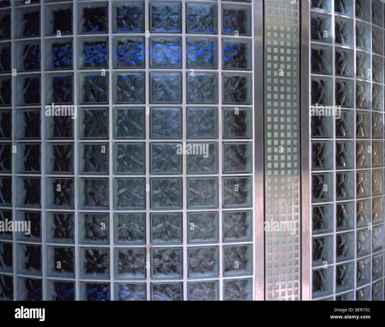 Modernist glass brick lift shaft Stock Photo - Alamy