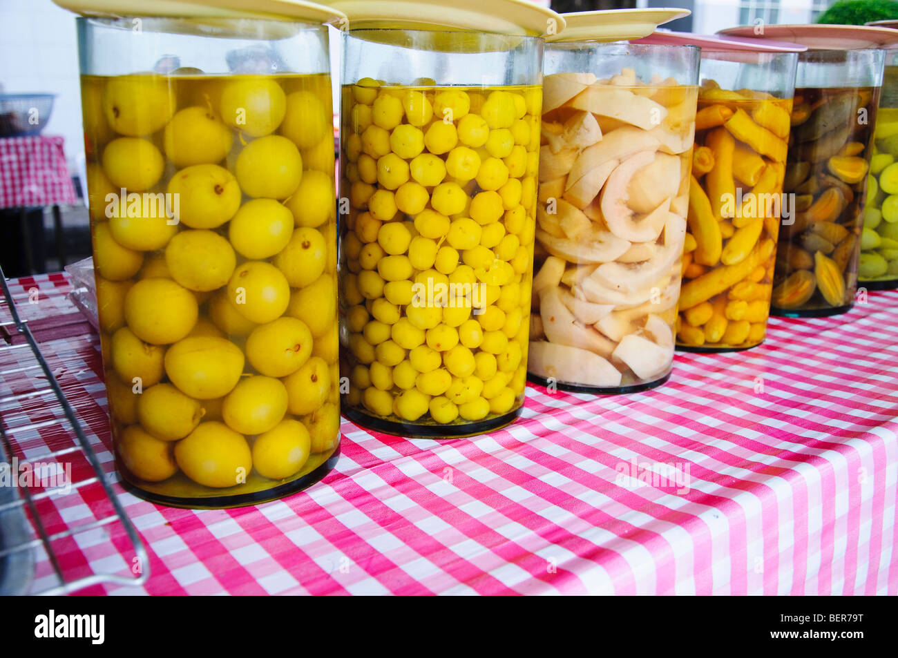 Thai food pickled fruits and veggies Stock Photo - Alamy