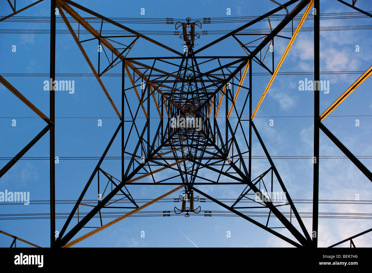 Pylons and power cables 4 Stock Photo - Alamy