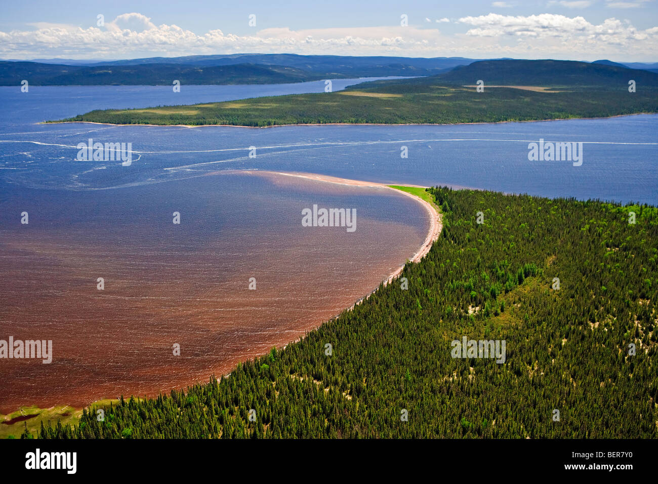 Aerial view of the coastline of Sandwich Bay, Southern Labrador ...