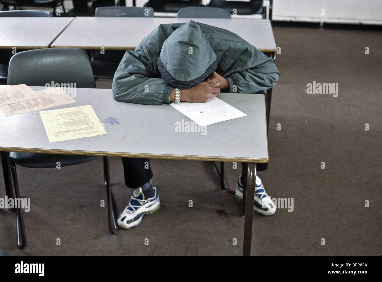 Secondary school boy depressed during an exam Stock Photo - Alamy