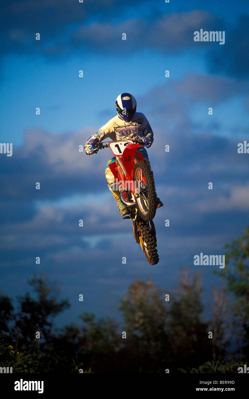 Motocross rider jump Stock Photo - Alamy