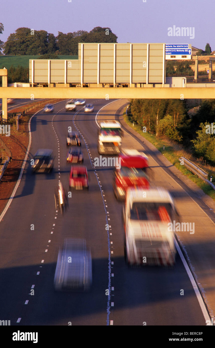 traffic travelling on the a1/m1 motorway leeds yorkshire uk Stock Photo ...
