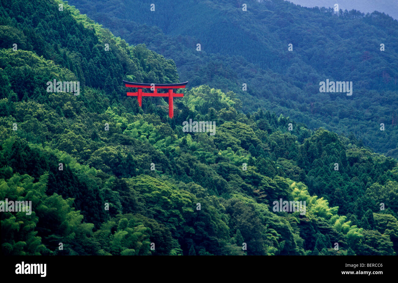 Large torii (gateway) on hillside, Tsuwano city, Yamaguchi Prefecture ...
