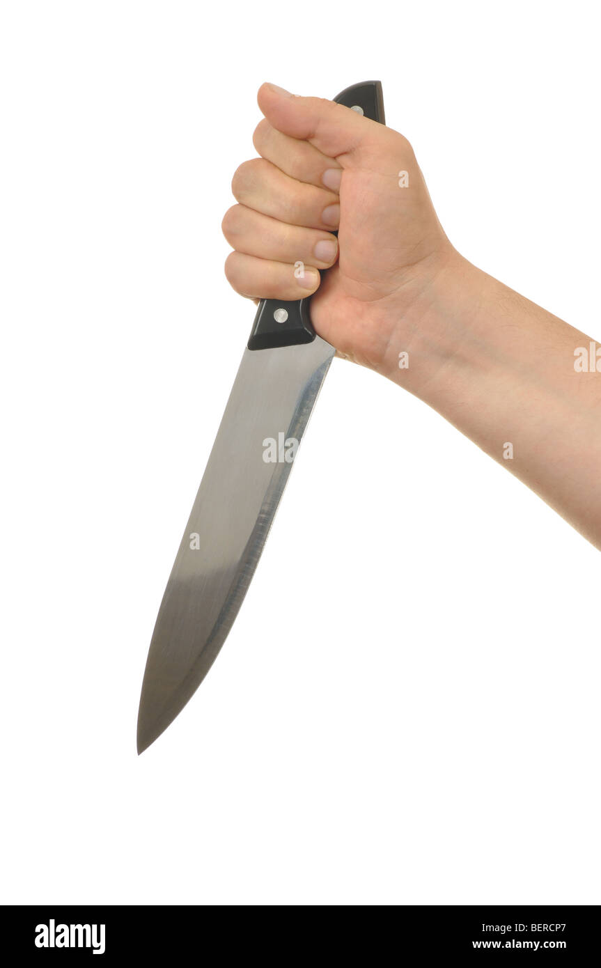 Hand with Knife Stock Photo - Alamy