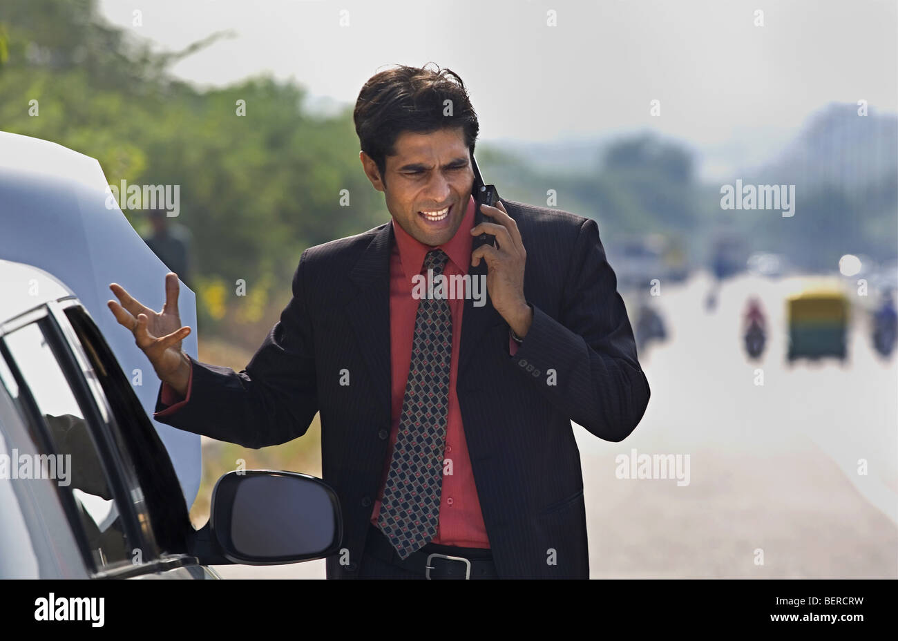 Upset man in broken car hi-res stock photography and images - Alamy