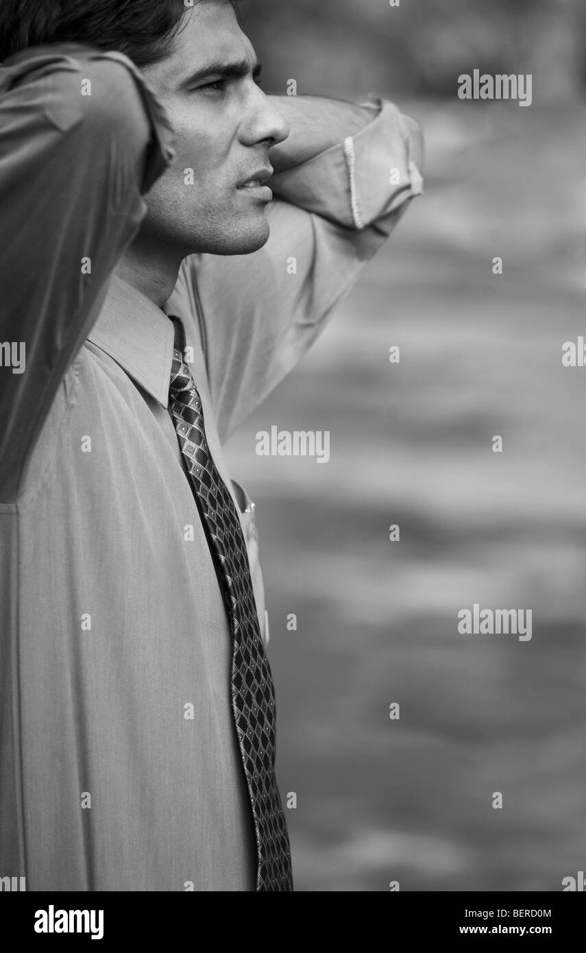 Businessman man waiting Black and White Stock Photos & Images - Alamy