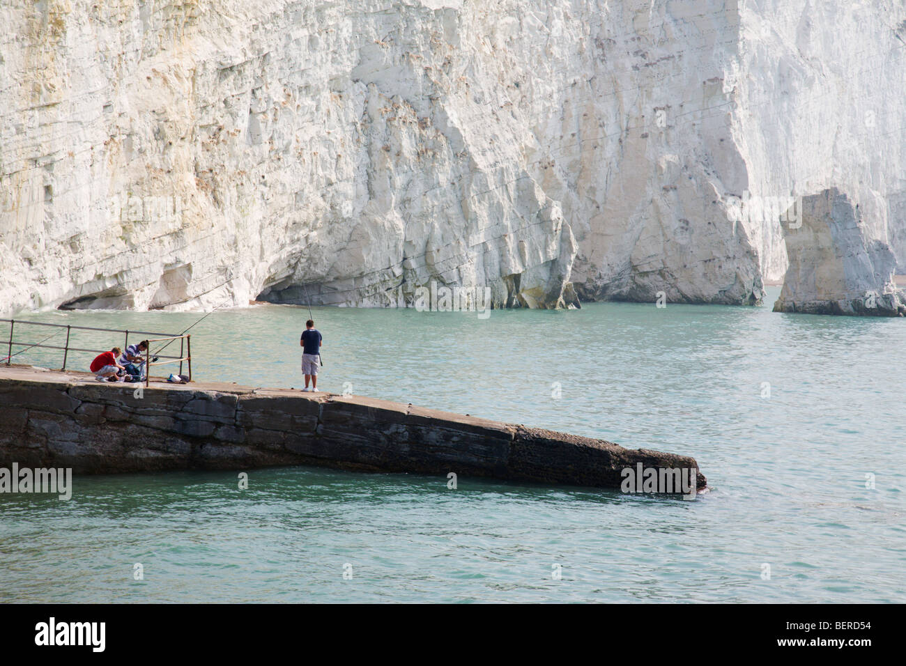 People fishing at "Splash Point", Seaford, Sussex, England, UK Stock ...
