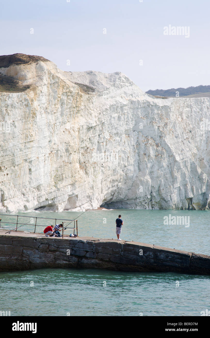 People fishing at "Splash Point", Seaford, Sussex, England, UK Stock ...