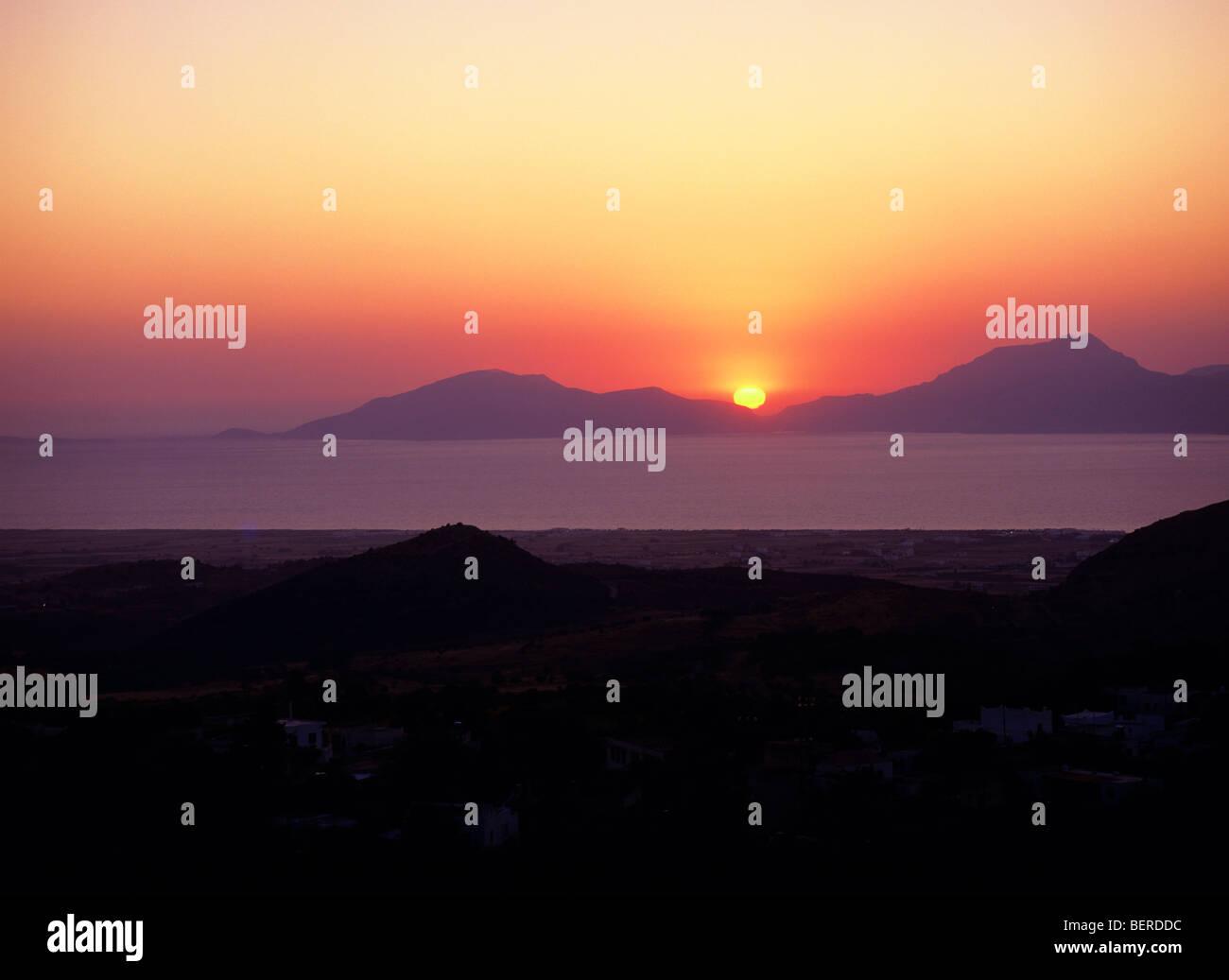 Sunset viewed from Kos Stock Photo - Alamy