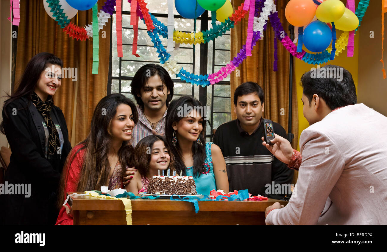 Happy birthday party cake streamers candles hi-res stock photography ...