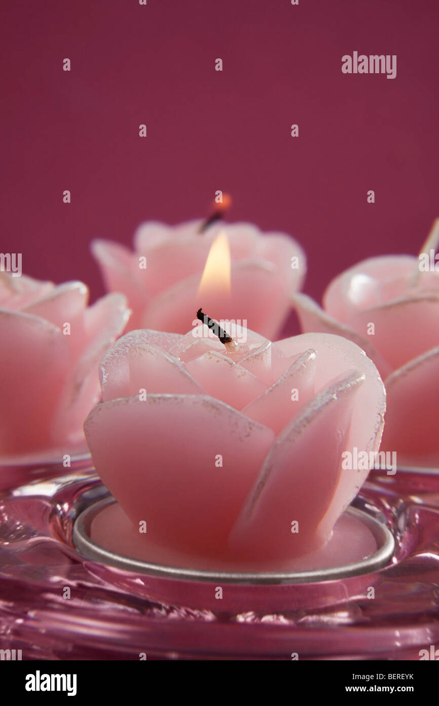 Decorative pink candles Stock Photo - Alamy