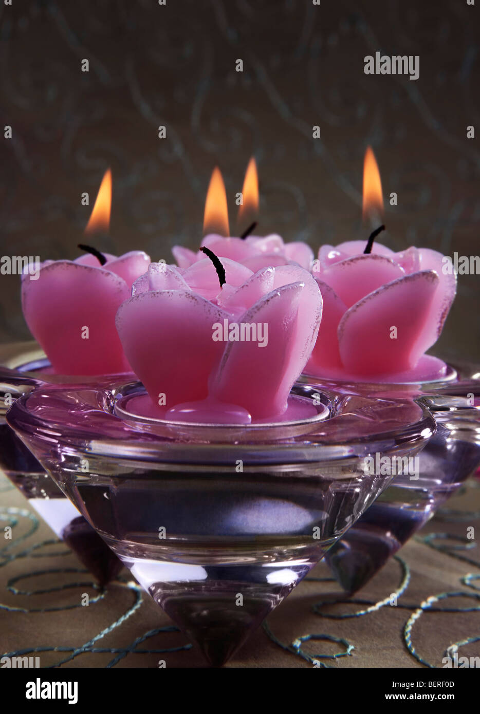 Decorative pink candles Stock Photo - Alamy
