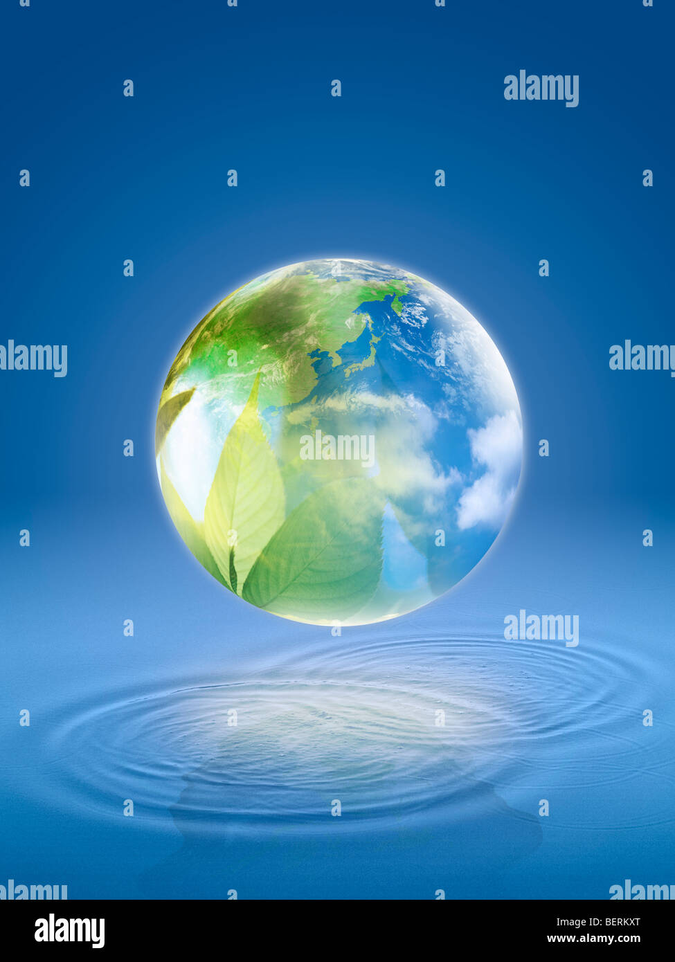 Planet earth above water Stock Photo - Alamy