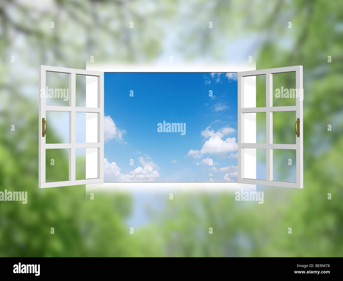 Open window with sky Stock Photo - Alamy