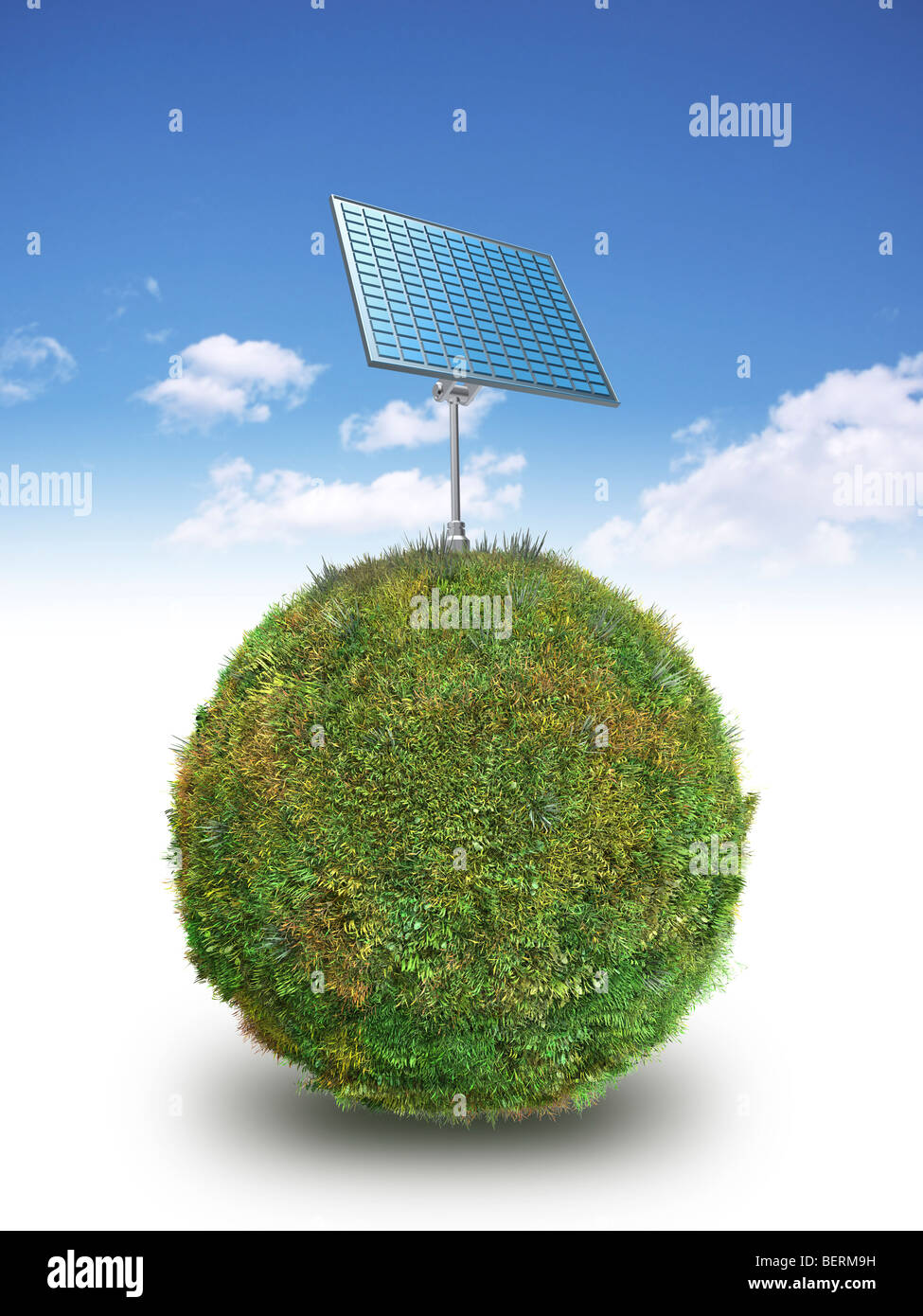 Solar panel on grass covered sphere Stock Photo - Alamy