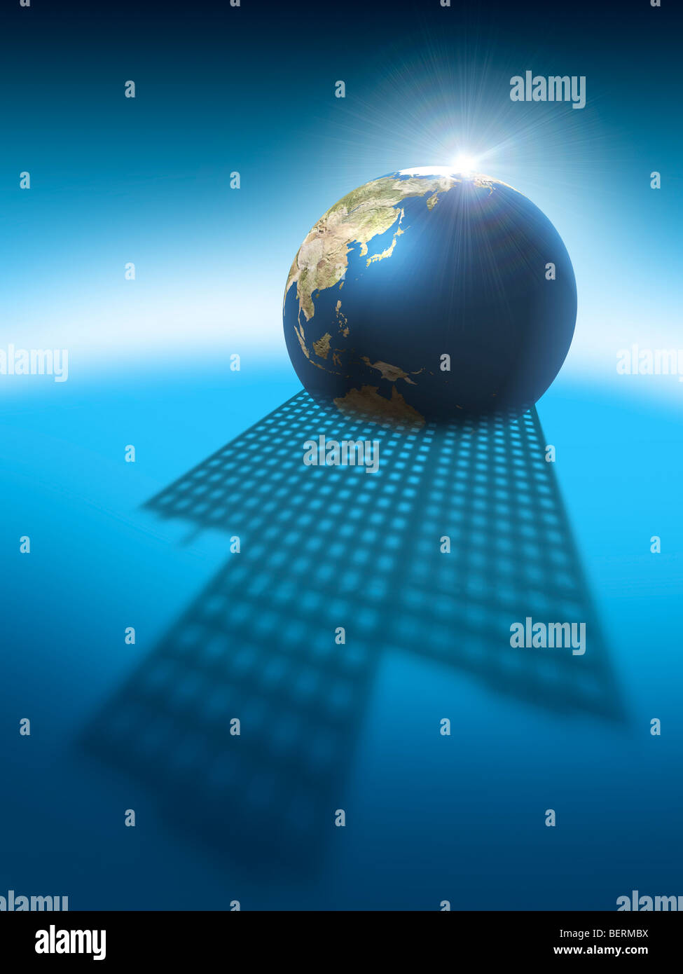 Earth with shadow of skyscraper Stock Photo - Alamy