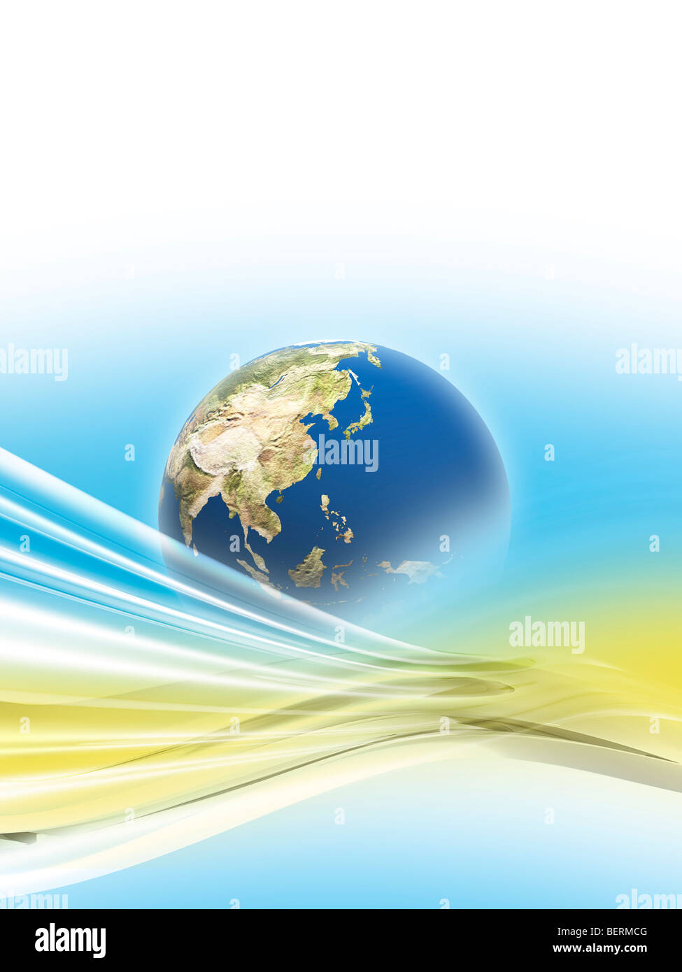 Earth with light beams Stock Photo - Alamy