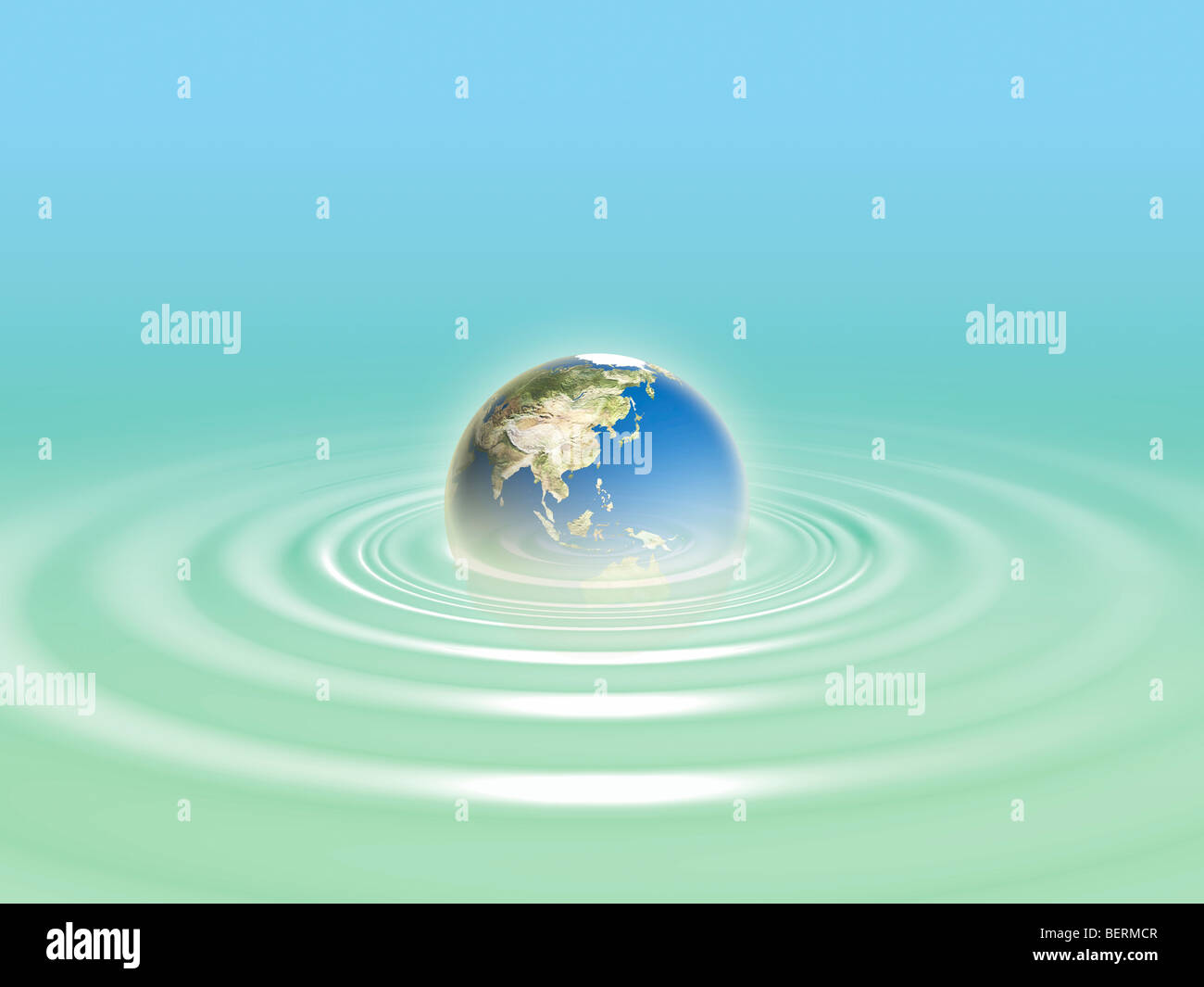 Planet earth in water Stock Photo - Alamy