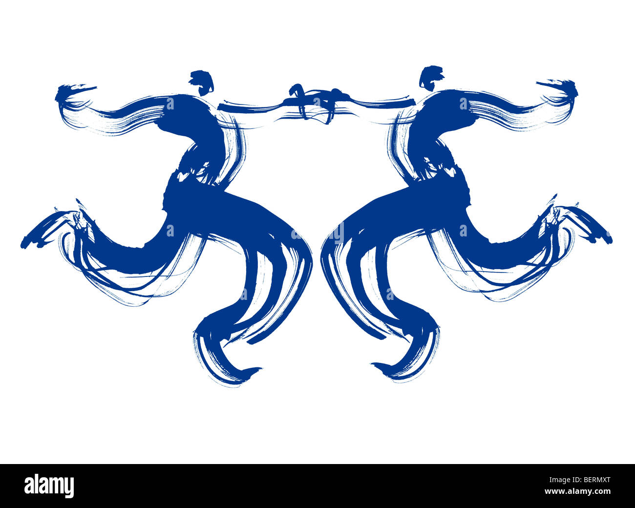 Illustration of people skipping white background Stock Photo - Alamy