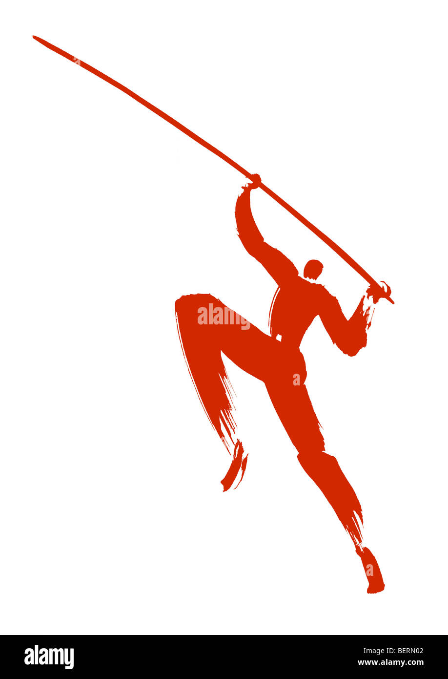 Illustration of athlete pole vaulting white background Stock Photo - Alamy