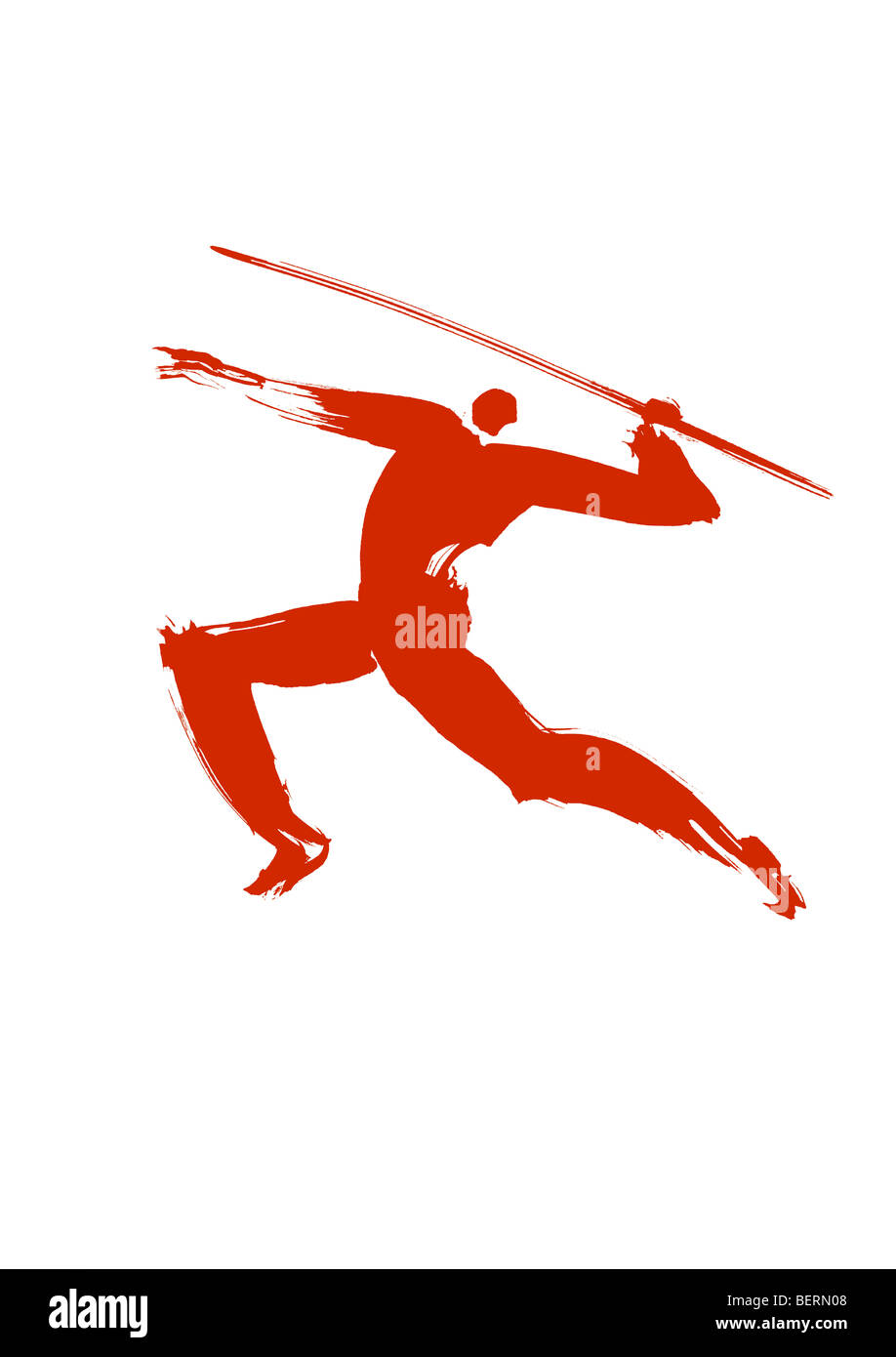 Illustration of athlete preparing to throw javelin white background ...