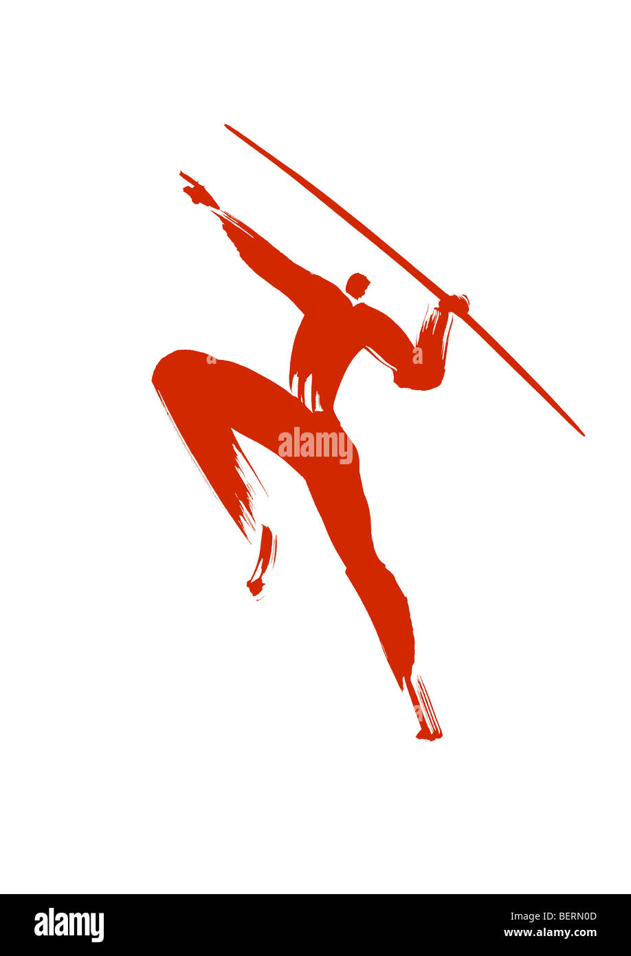 Illustration of athlete preparing to throw javelin white background ...