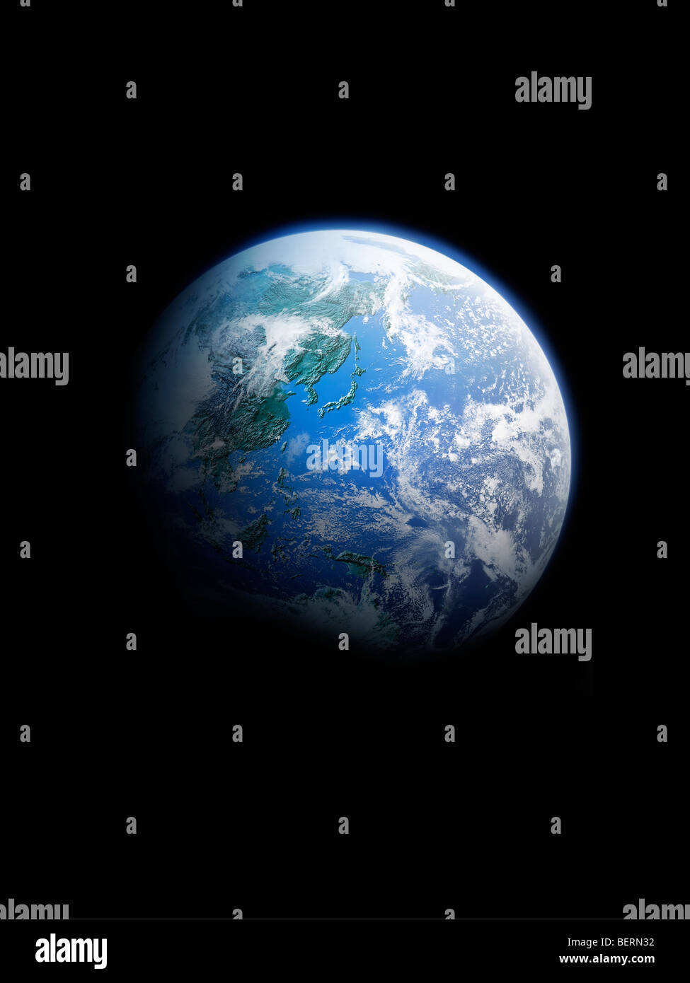 The earth, computer graphic, black background Stock Photo - Alamy