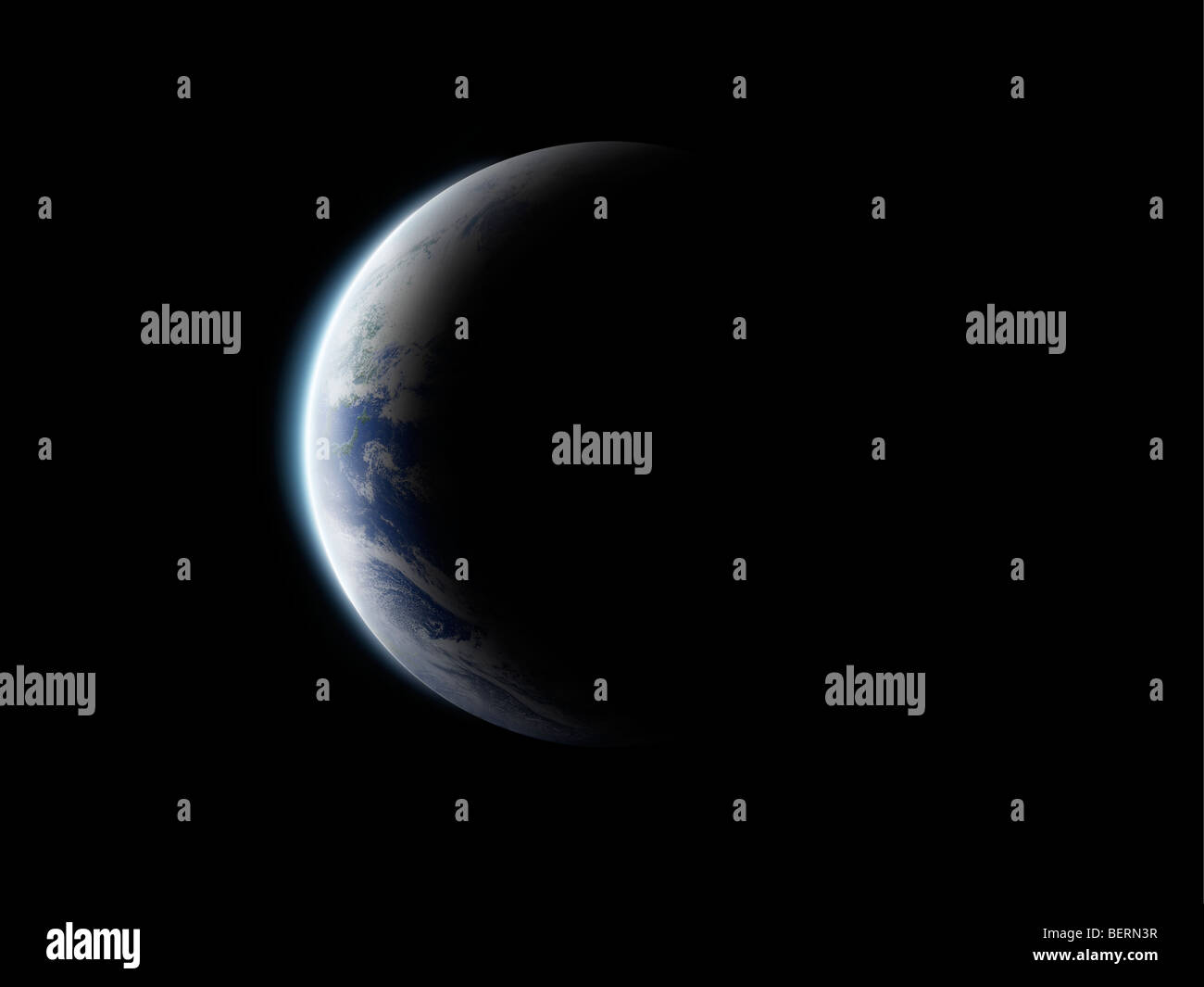 The earth, computer graphic, black background, copy space Stock Photo ...