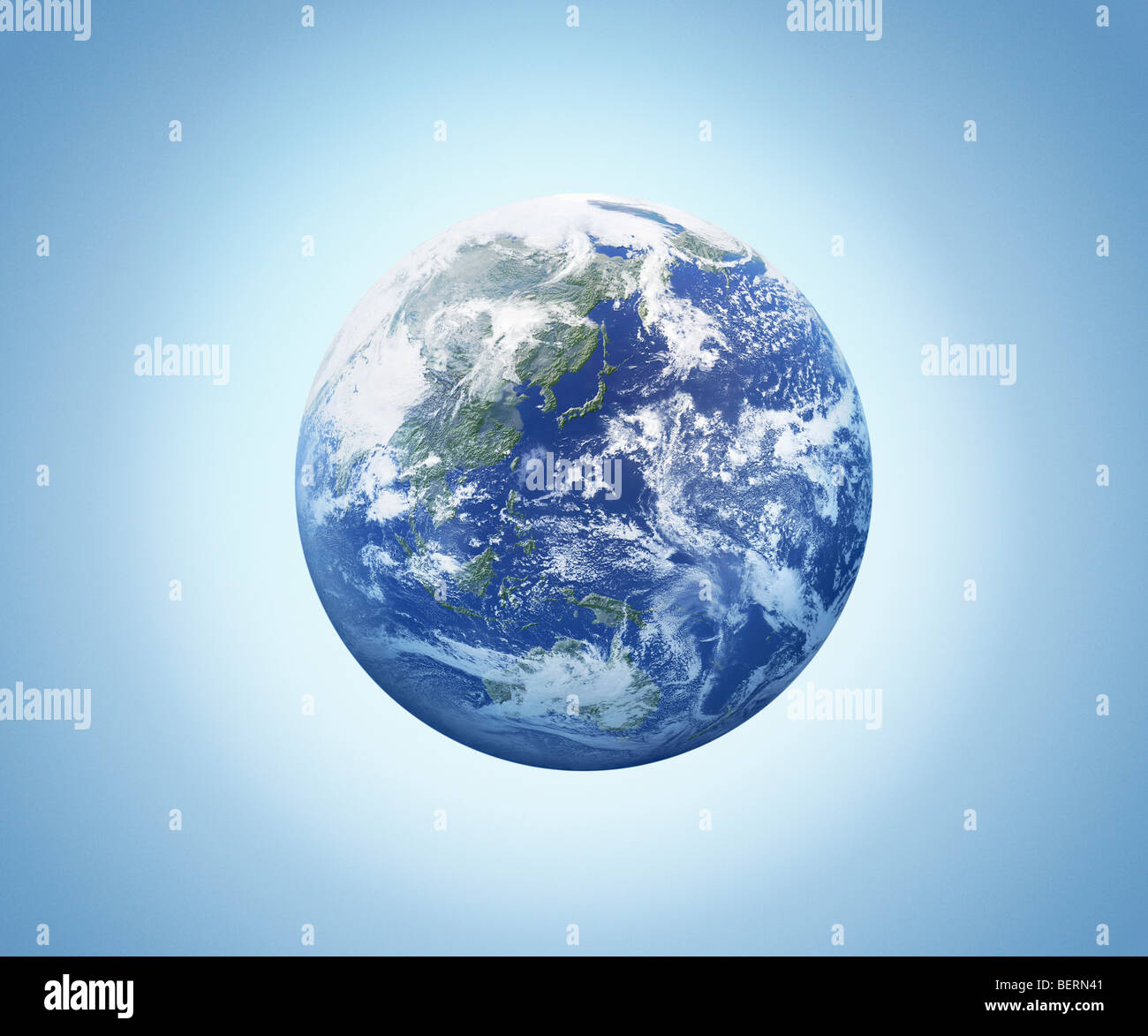 The earth, computer graphic, blue background Stock Photo - Alamy