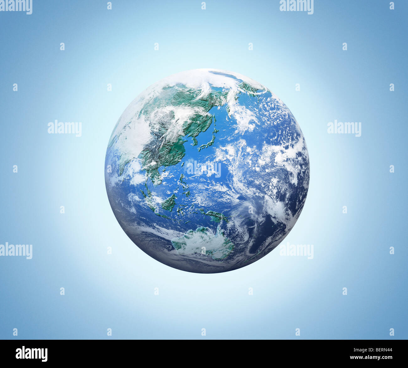 The earth, computer graphic, blue background Stock Photo - Alamy