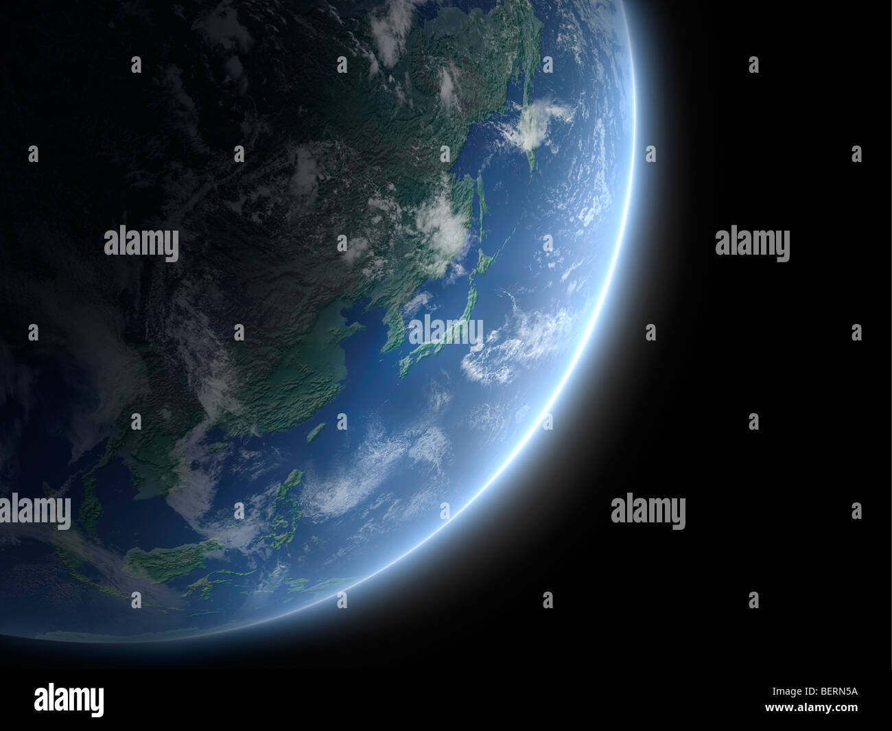 The earth, computer graphic, black background Stock Photo - Alamy