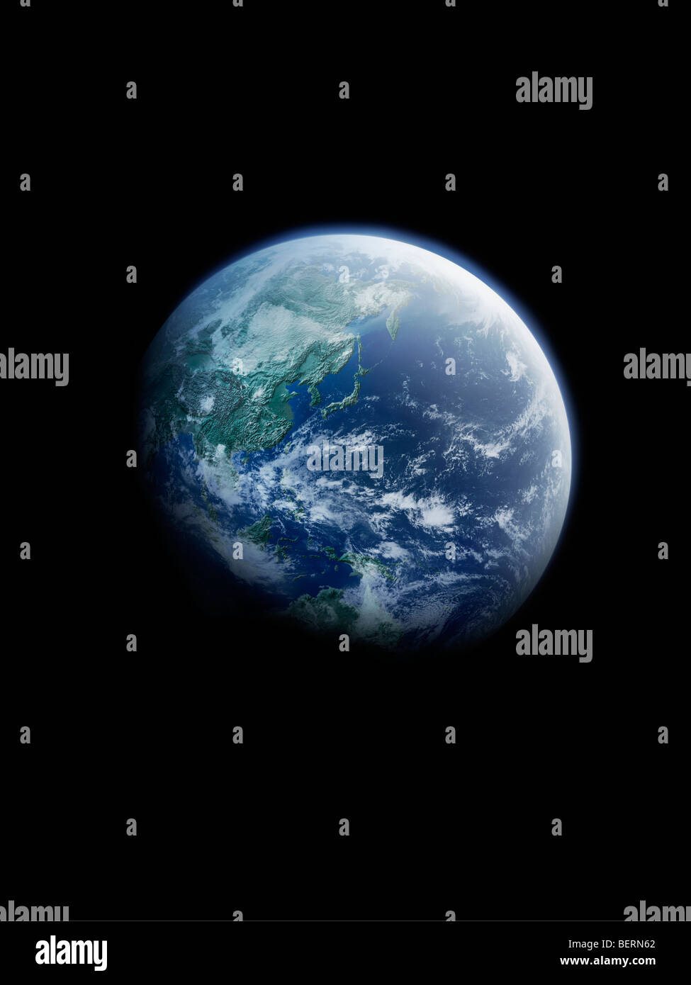 The earth, computer graphic, black background Stock Photo - Alamy