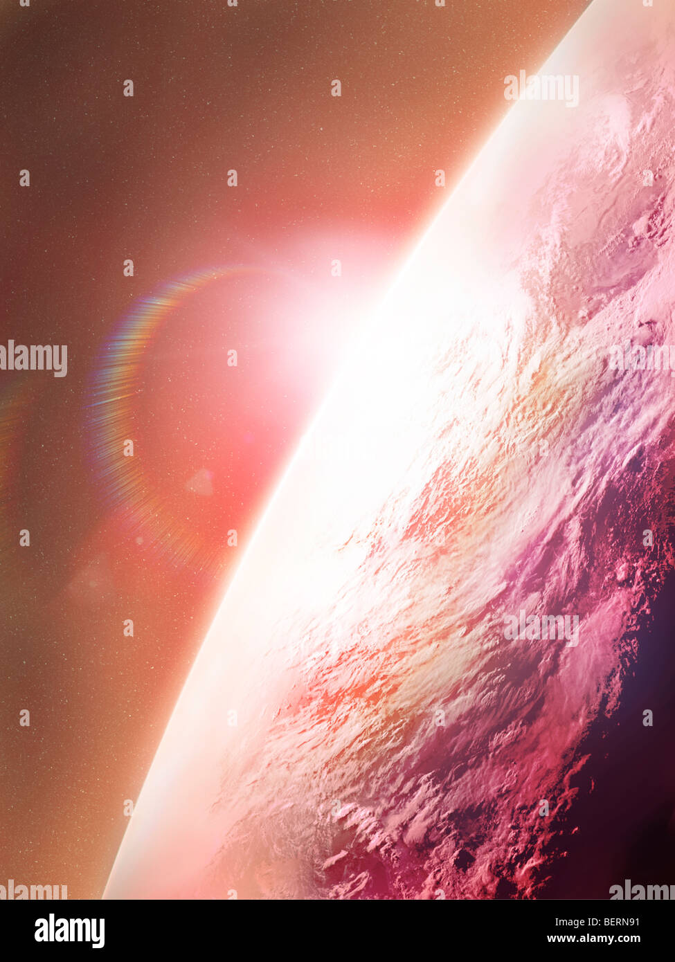 Sunlight behind the earth, computer graphic Stock Photo - Alamy