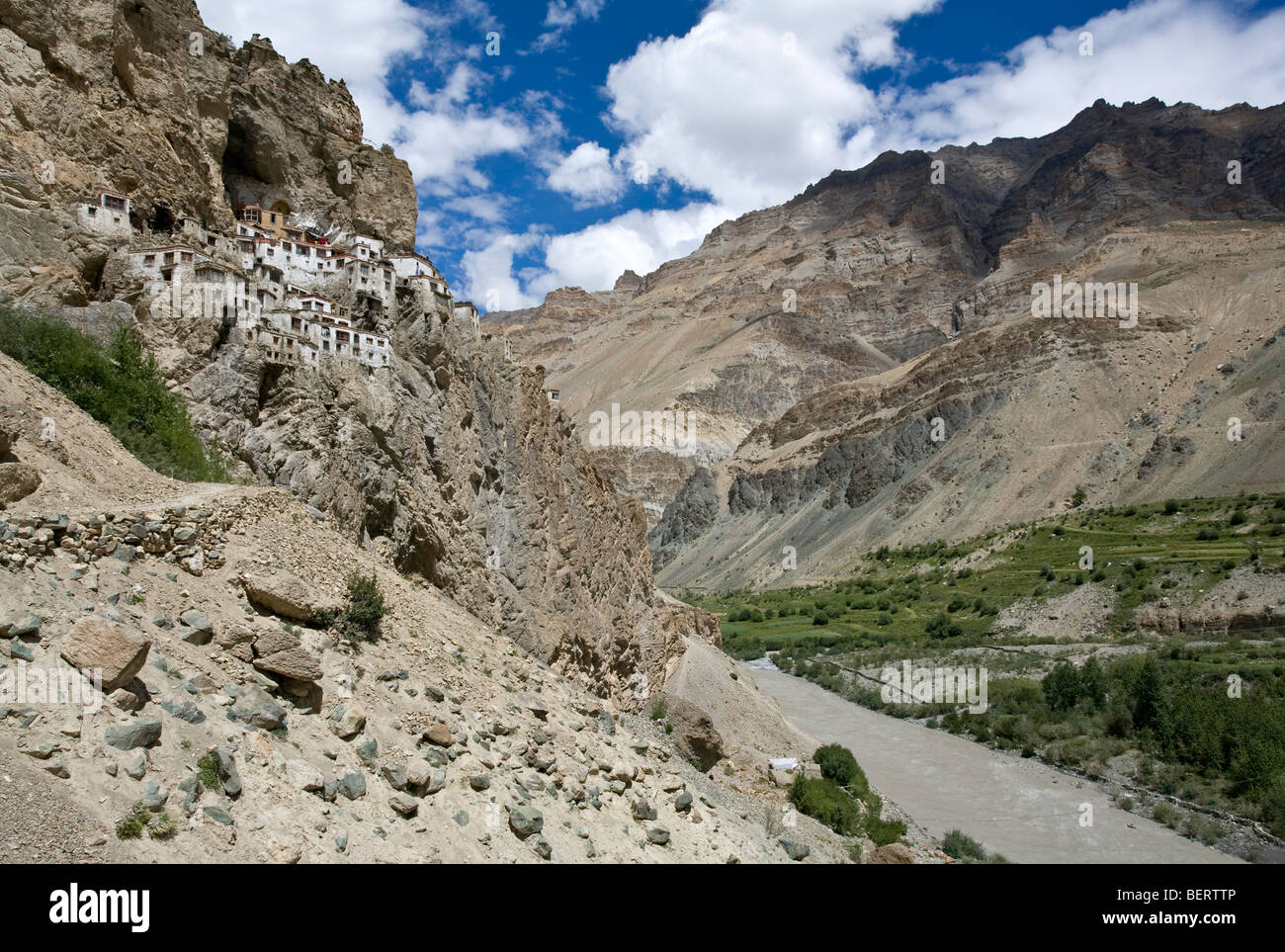 Phuktal monastery and Shadi river. Zanskar. India Stock Photo - Alamy