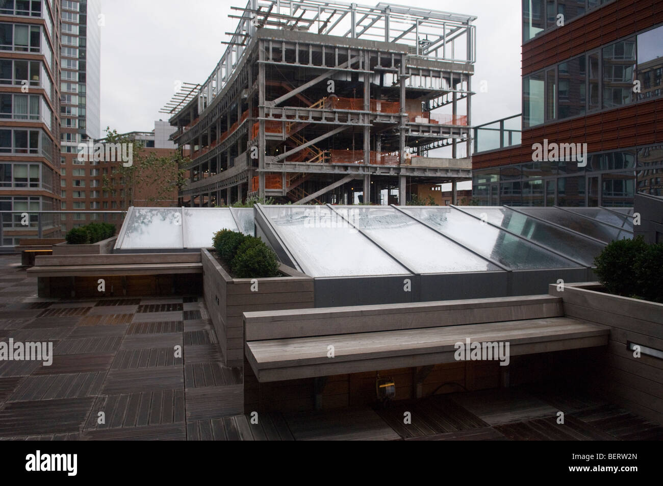 A school under construction across from The Visionaire in Battery Park ...