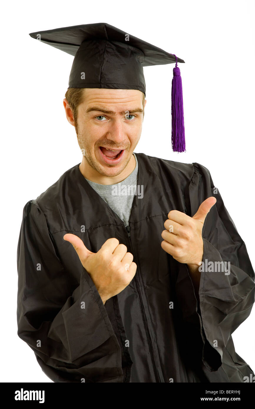 happy young man after his graduation, isolated on white Stock Photo - Alamy