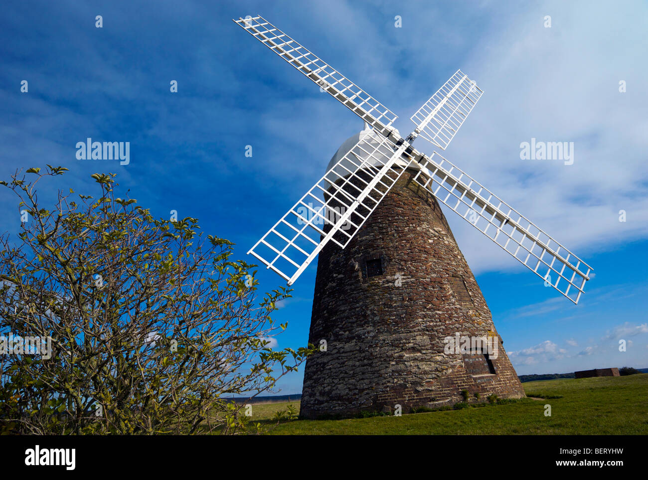 The eighteenth century Halnaker Windmill overlooking Chichester, Sussex ...