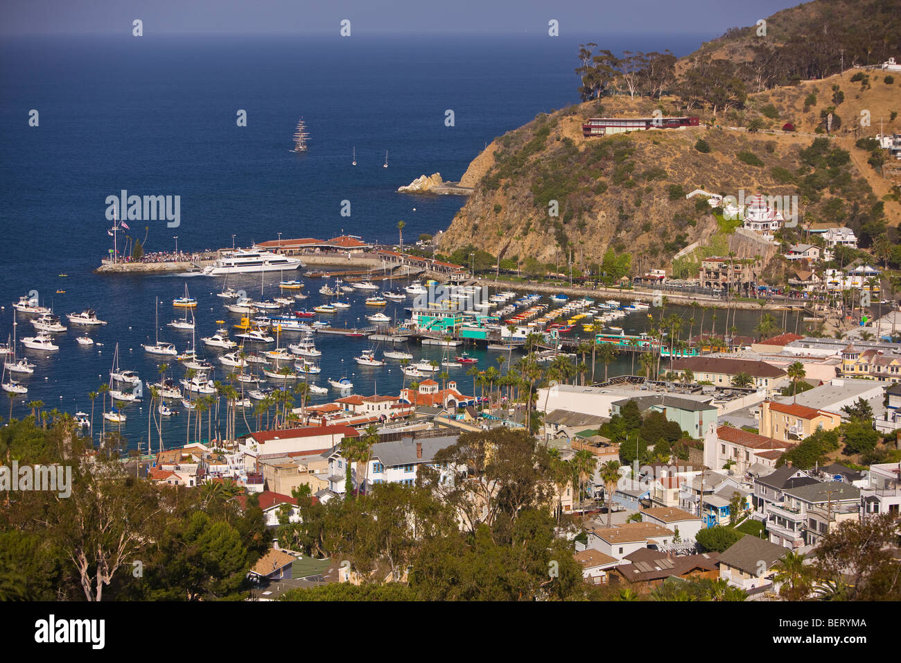 AVALON, CA, USA - Harbor and town of Avalon, Santa Catalina Island ...