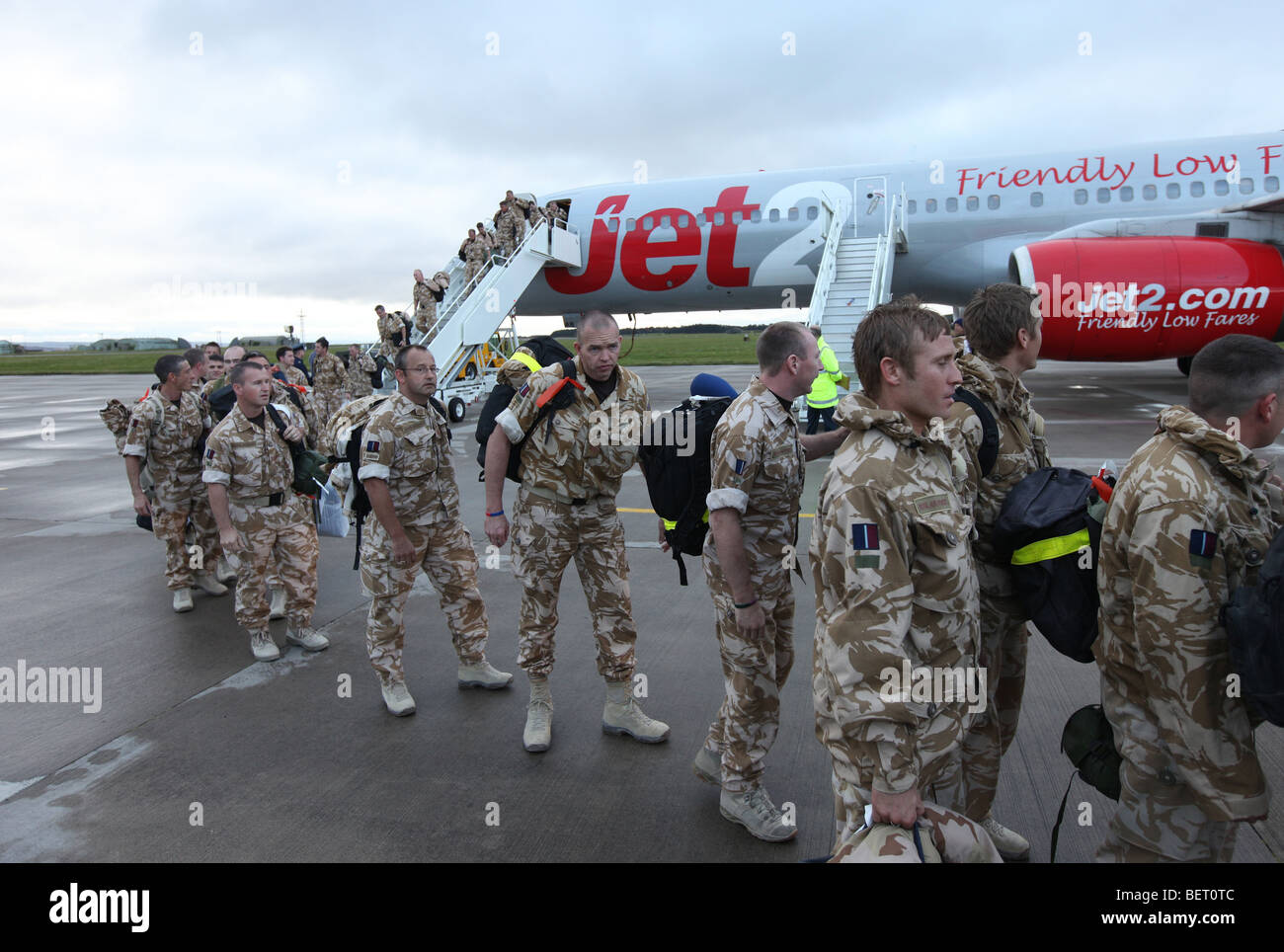 RAF Tornado air and ground crew arrive back by charter jet at their ...