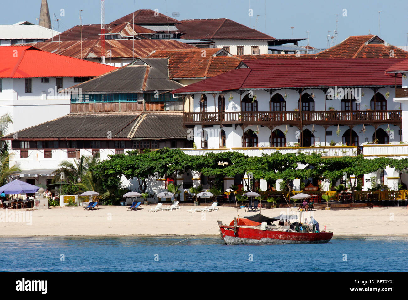 Beach and hotels at Stone Town / Stonetown / Mji Mkongwe, Zanzibar ...
