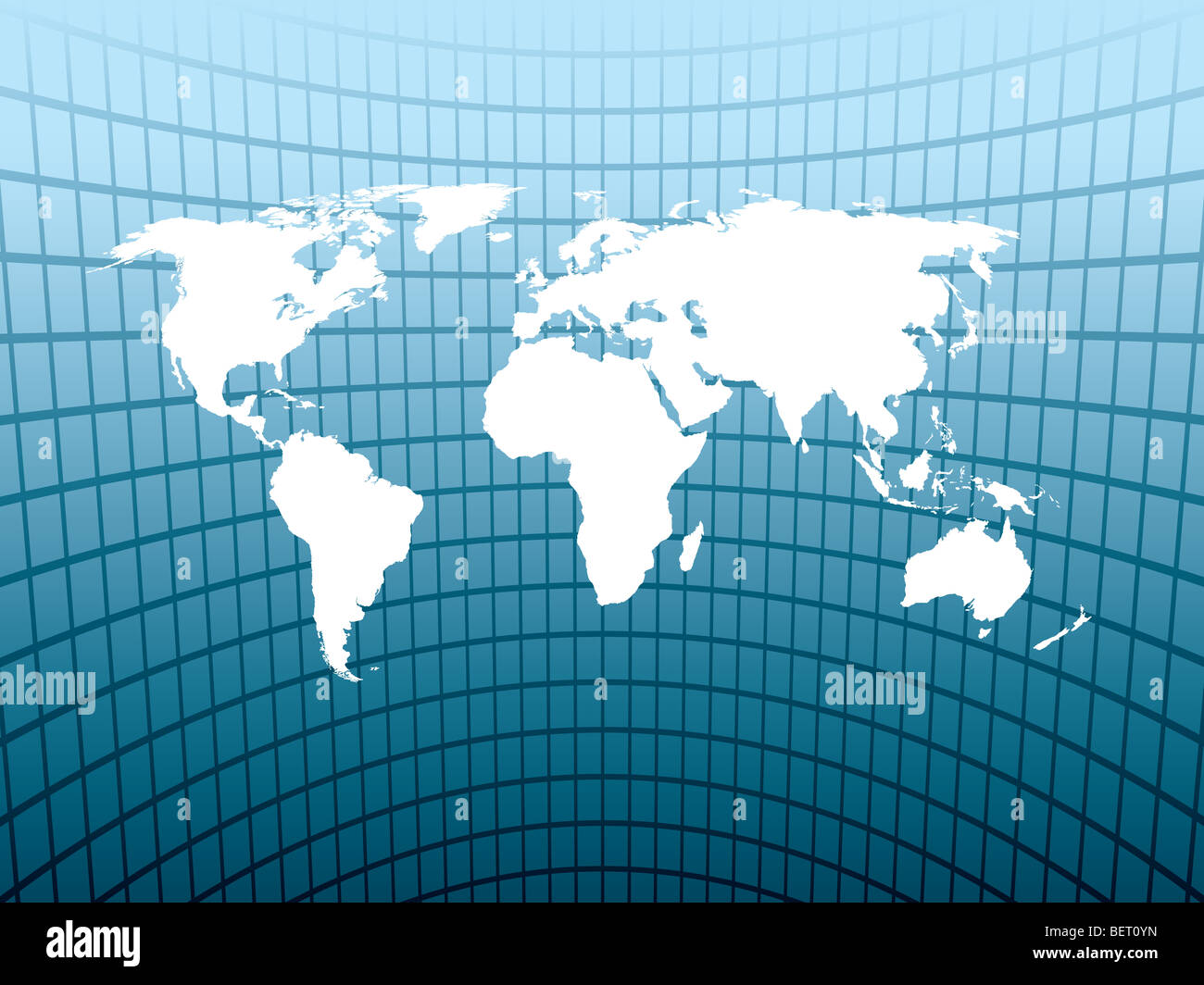 Large world map on an abstract blue background Stock Photo - Alamy