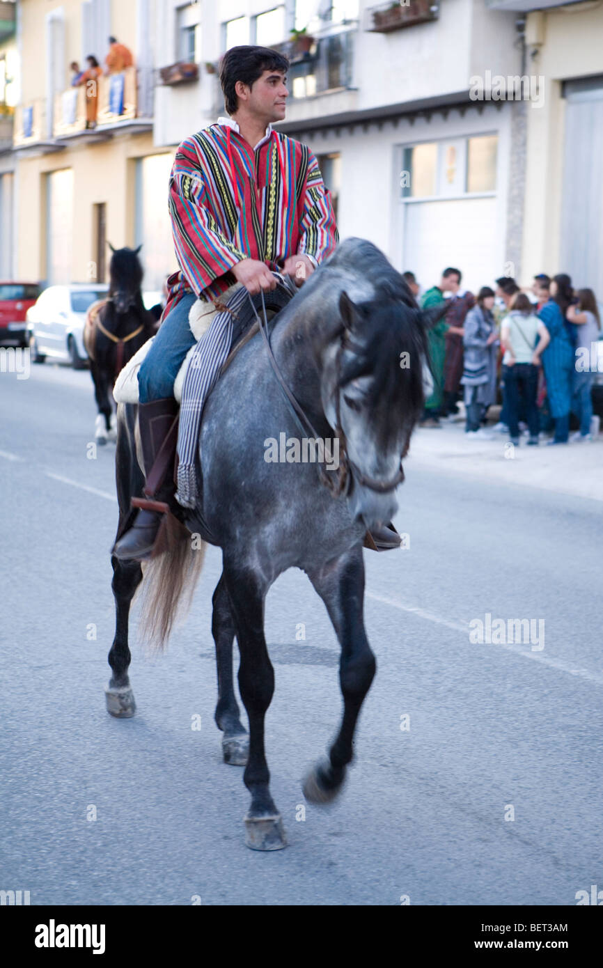 Man on a horse at a Spanish Fiesta in Cullar, Spain Stock Photo - Alamy