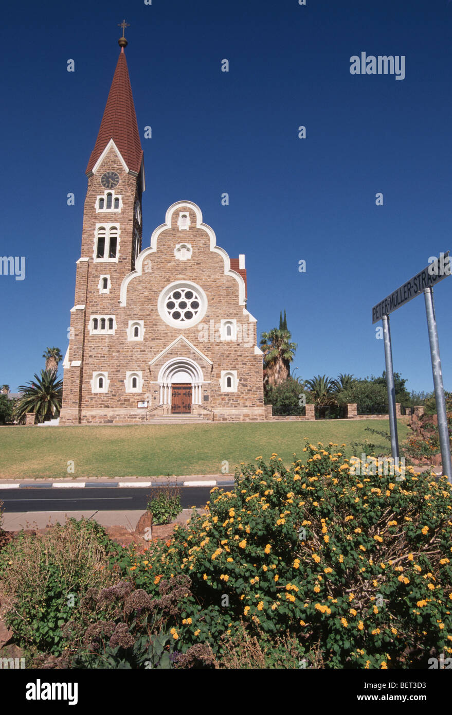 The Lutheran church in Peter Muller Strasse, Windhoek, the capital of ...