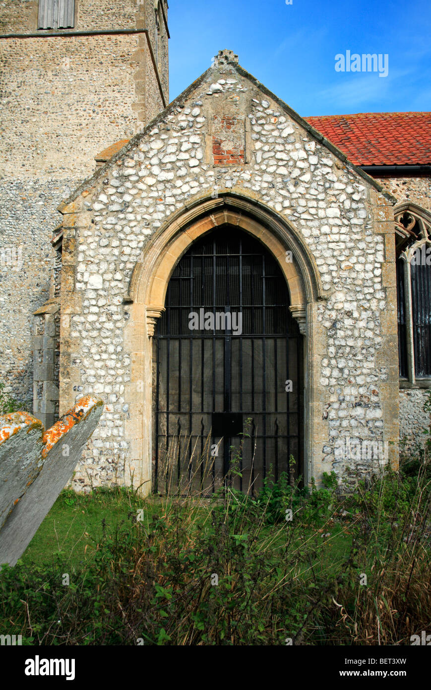 The south porch and tower of the disused Church of Saint Peter at ...